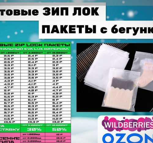 Пакеты zip lock с логотипом и печатью 20х25