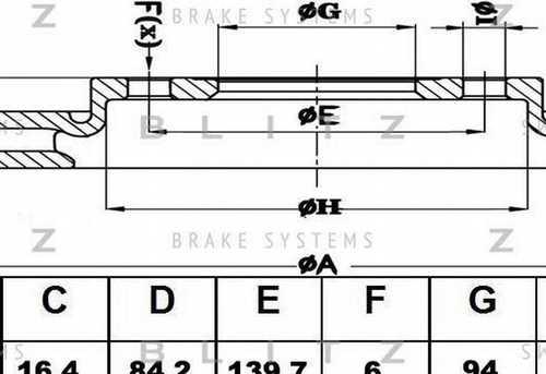 Blitz BS0478 Диск тормозной задний вентилируемый m