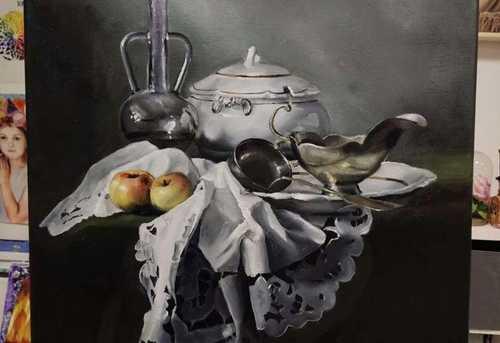 Картина маслом на холсте Натюрморт с яблоками
