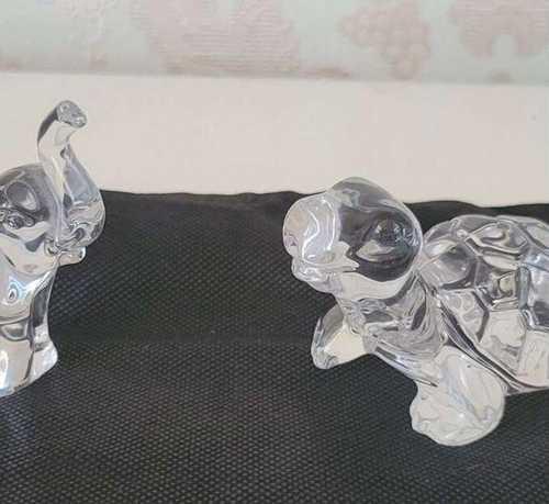 Слон и черепаха хрустальные фигурки