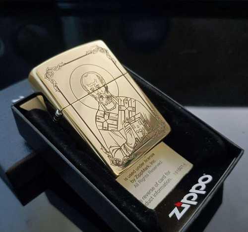 Зажигалка zippo с гравировкой Николай Чудотворец