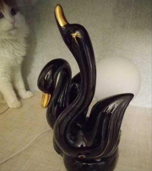 Керамический ночник Чёрные лебеди