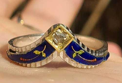Антикварное кольцо 750 пробы с алмазом