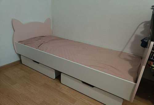 Кровать детская кошечка с ящиками матрасом икеа