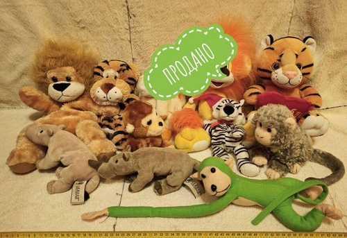 Мягкие игрушки "Африка" тигры, обезьяны, бегемот