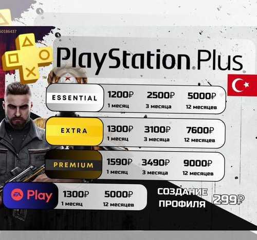 Подписка ps plus турция delux на ps5 ps4 (Арт.74892)