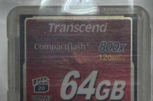 Карта памяти compact flash Transcend 64 Gb