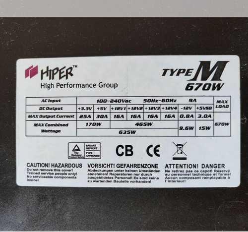 Блок питания для пк 670w Hiper