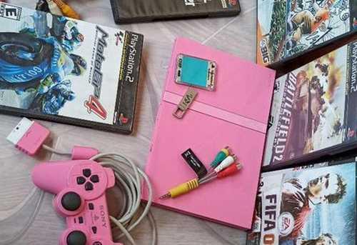 PS 2 pink Modbo 5 игры двд и флешку лимитка