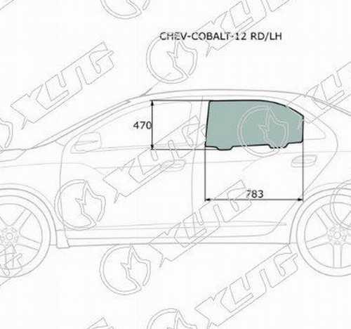 Стекло боковое опускное chevrolet cobalt