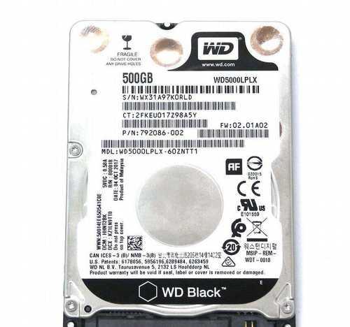 Жесткий диск 2,5" WD 500 GB SATA WD5000lplx