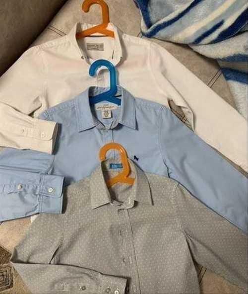 Три рубашки детские(школьные) Zara H&M Button blue