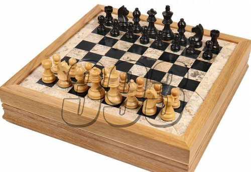 Шахматы в ларце Бастион (дуб, яшма, клетка (53207)