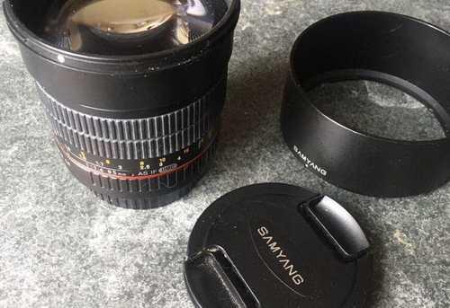 Объектив samyang 85mm 1:4 for Canon