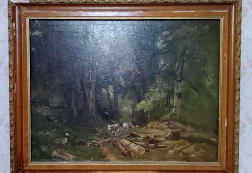 Репродукция картины "Стадо в лесу" Шишкина И. И