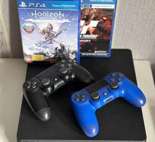 Sony PlayStation 4 Slim 1TB (PS4) 2геймпада + Игры