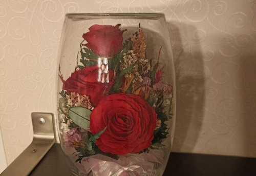 Декор - Цветы в герметичной стеклянной вазе