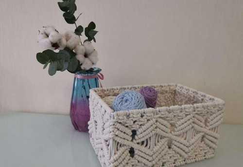 Корзина плетёная, макраме