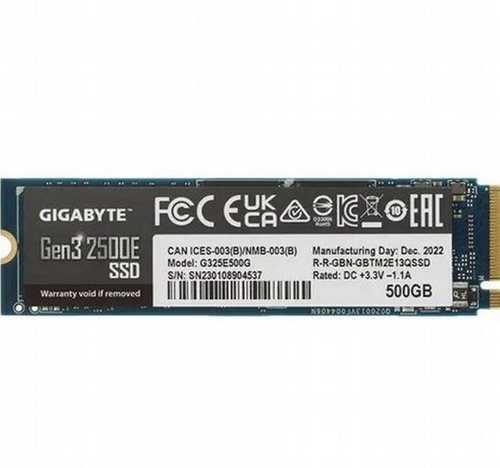 Gigabyte 2500E G325E500G 500Gb, M.2 2280, PCIe 3.0 x4, NVMe