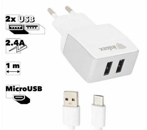 Блок питания inkax CD-23 2xUSB 2.4А+microusb