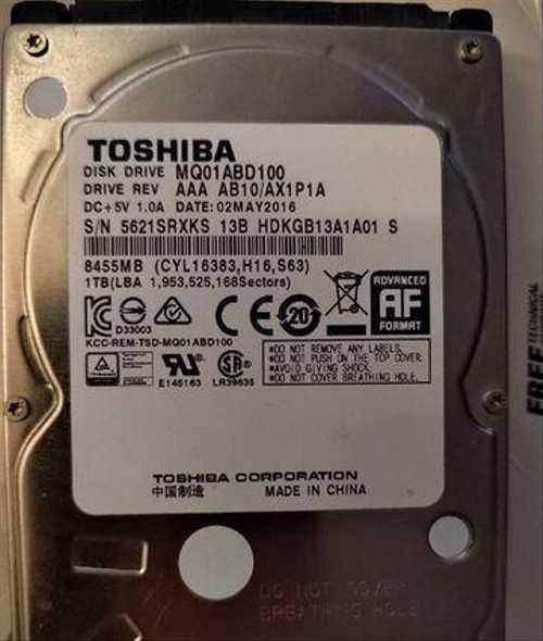 Жесткий диск 1тб 2,5" Toshiba mq01abd100m
