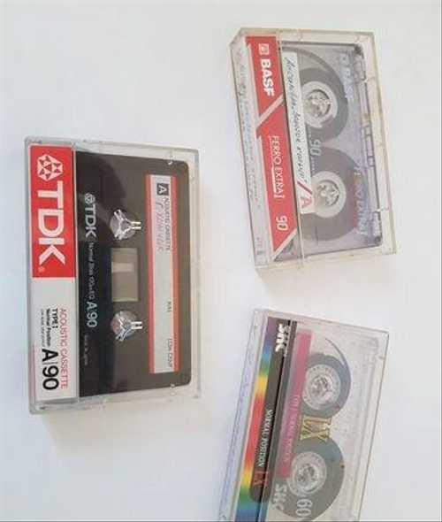 Три кассеты basf, tdk, skc с однокр.записью