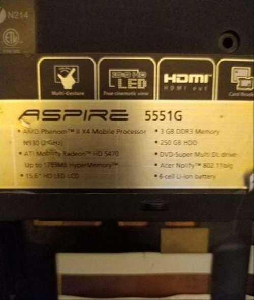 Ноутбук на запчасти Acer Aspire 5551G