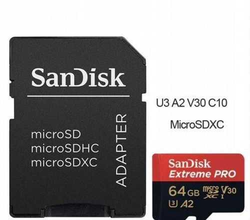 Карта Sandisk Extreme Pro Micro SD 64GB до 200MB-s