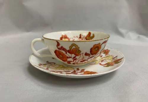 Чайная пара "Индийский цветок". Кузнецов, до 1917