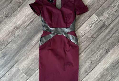 Бордовое платье xs