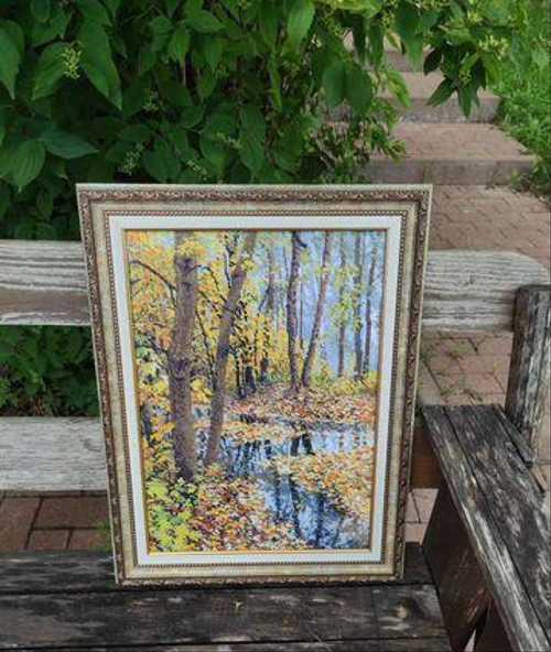 Картина вышивка крестиком пейзаж "Осень"
