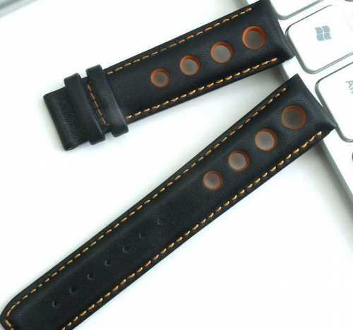 Кожаный чёрный ремешок для часов Tissot PRS 516