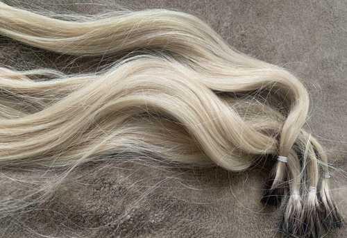 Натуральные волосы блонд 55см