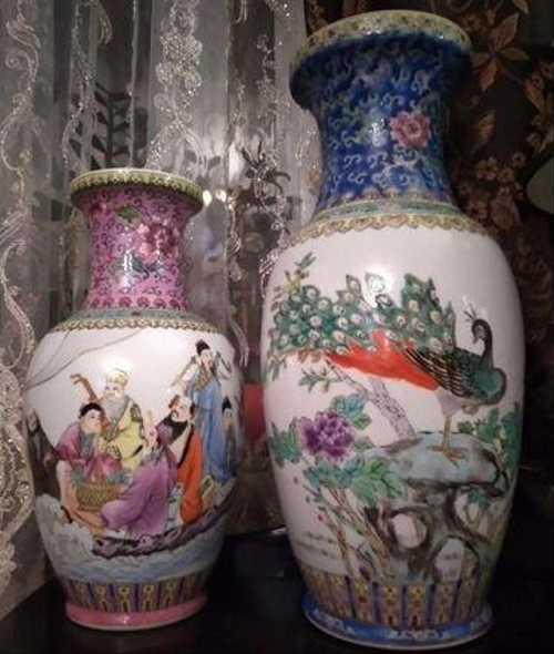 Антикварные парные вазы,фарфор,Китай