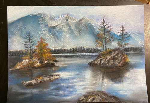 Картина "горы", сухая пастель