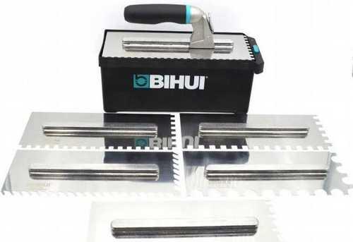 Шпатели зубчатые набор Bihui (6 лезвий, рукоятка)