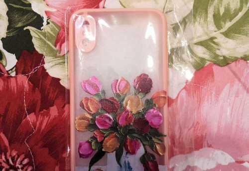 Чехол для телефона 14х7см цветы розовый