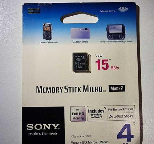 Карта памяти sony memory stick m2 4gb оригинал