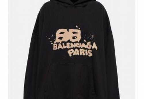 Худи оверсайз из хлопка balenciaga, черный
