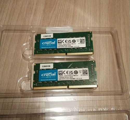 Озу sodimm Crucial DDR4, 8 гбx2, 3200 мгц