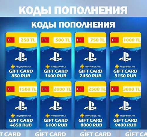 Турция Коды пополнения кошелька Playstation