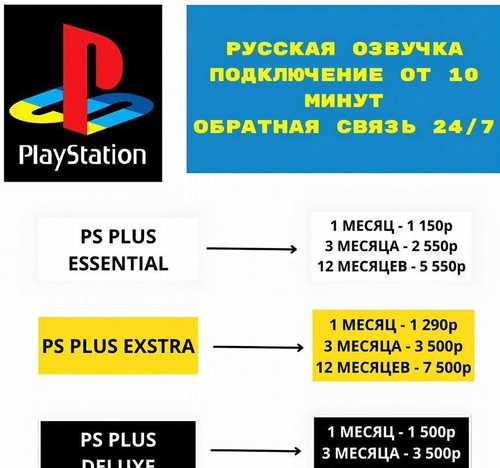 Подписка ps plus Delux Украина, Турция 1/3/12 меся