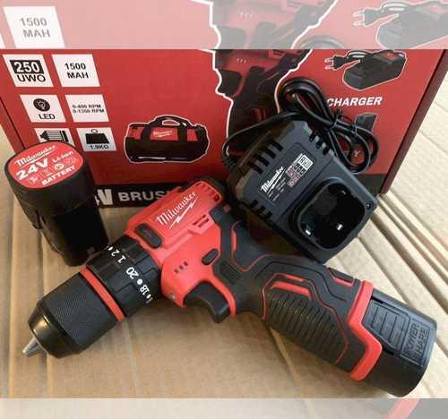 Шуруповёрт дрель ударный Milwaukee 24V бесщеточный