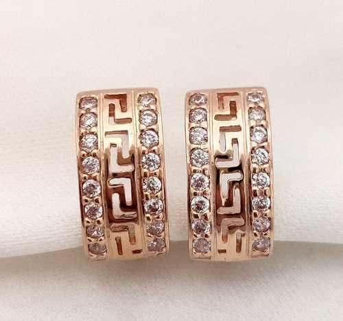 Золотые серьги фианиты Версаче под Versace широкие