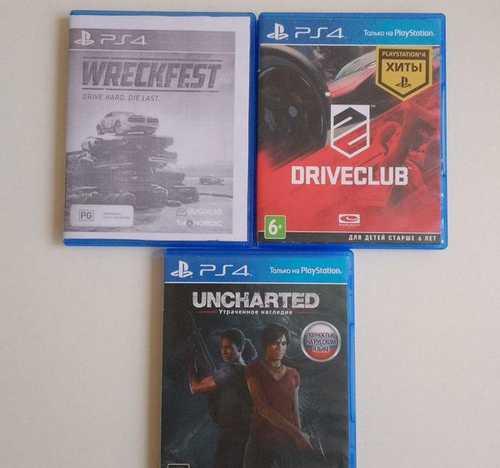 PS4 Driveclub/ Wreckfest/ Uncharted: Lost Legasy