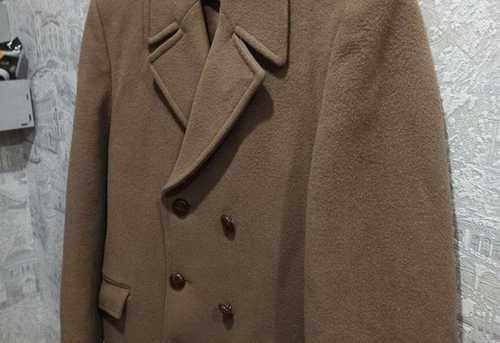 Двубортное английское шерстяное твидовое пальто
