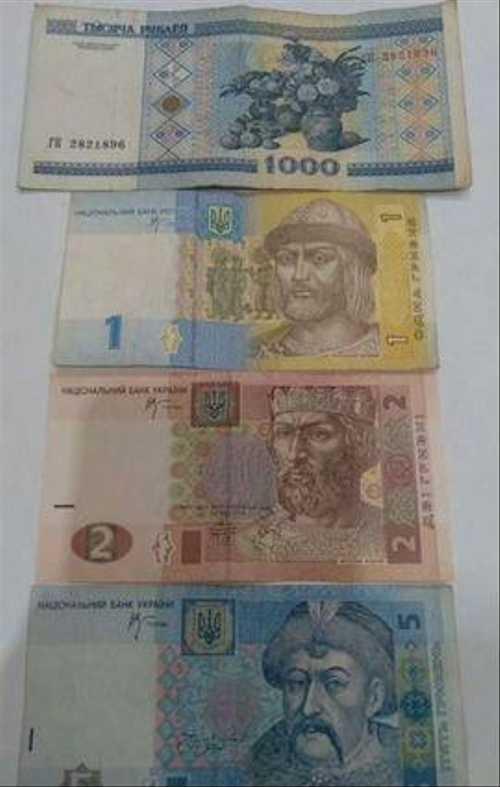 Банкноты Белоруссии 2000г. Украины 2005, 2006г