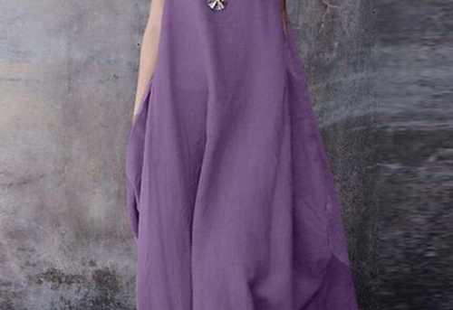 Сарафан (платье) из жатого льна, размер 56-58