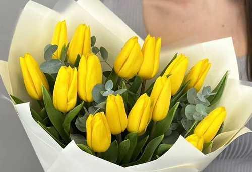 Цветы жёлтые тюльпаны букет с доставкой