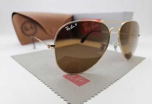 Очки Ray Ban Aviator 3026 Polarized Коричневые